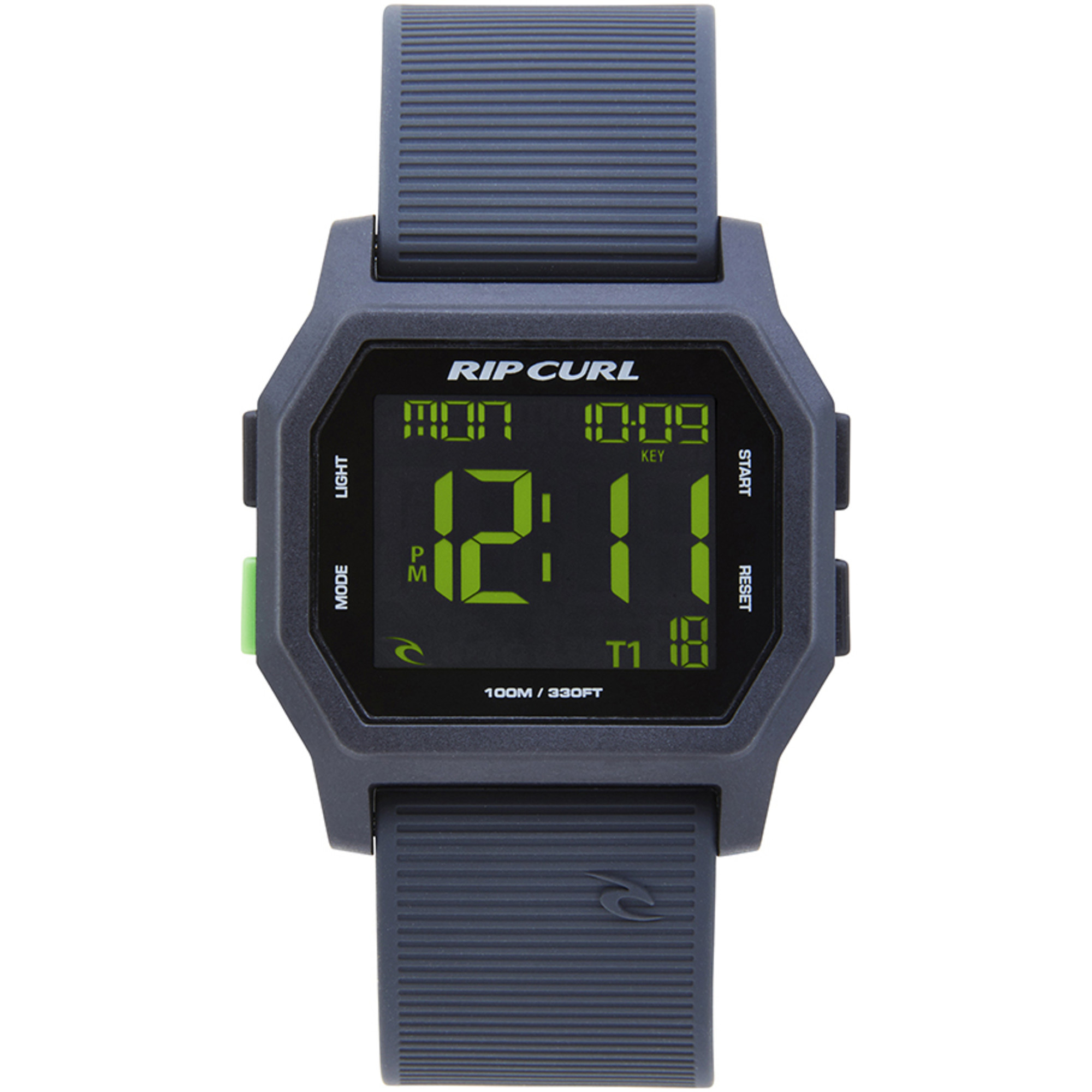 2019 Rip Curl Atom Digital Watch With Silicone Strap Black / Green A2701 | Wetsuit Outlet